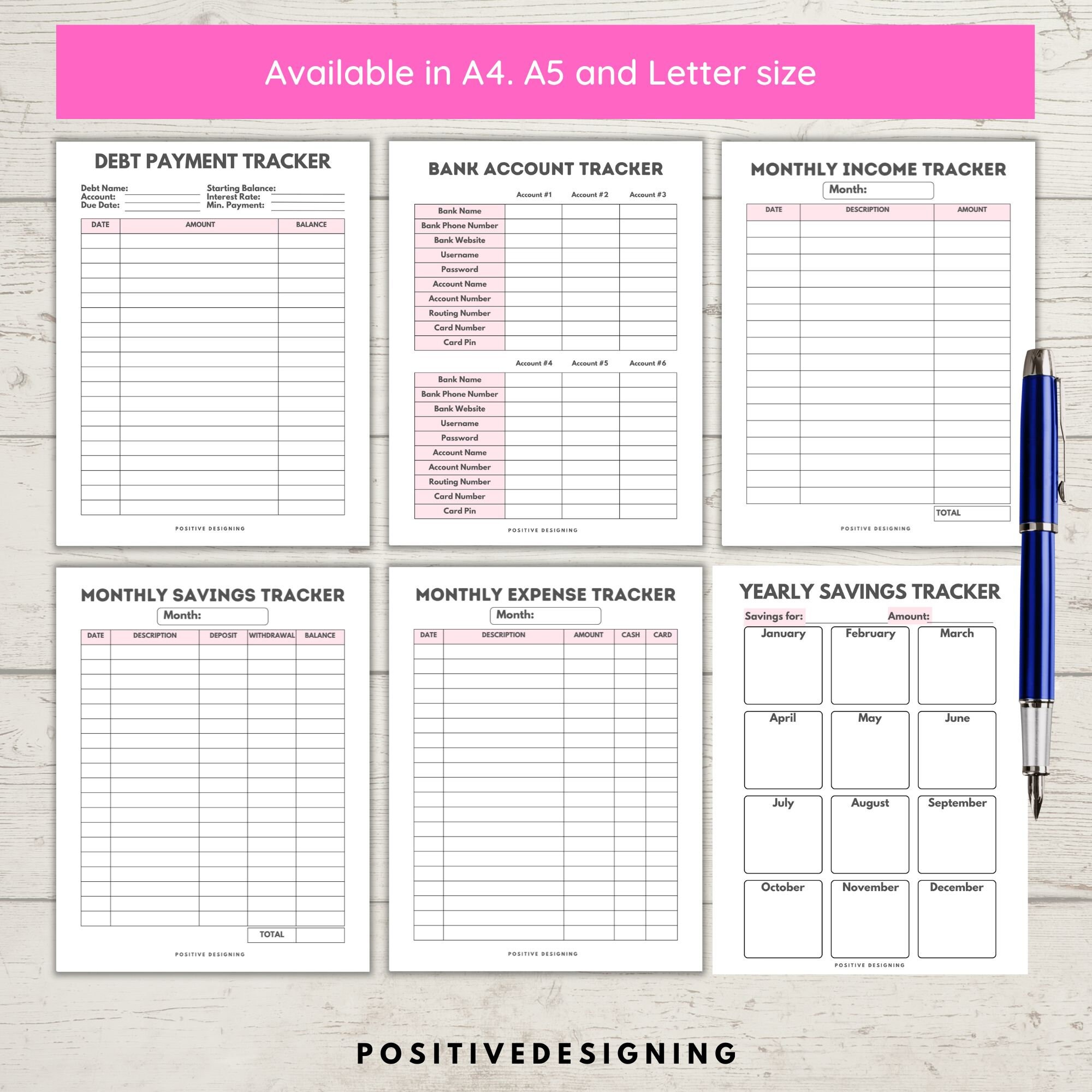 Finance Planner Bundle, Budget Planner Templates, Financial Savings ...