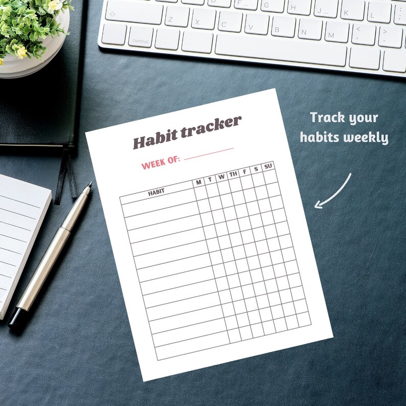 Habit Tracker Habit Chart Daily Weekly Monthly Habit Tracker Habit Log ...