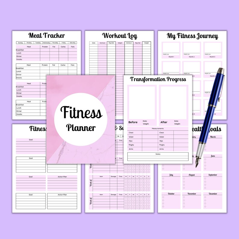 Fitness Tracker Planner Printable, Health Planner, Fitness Journal ...
