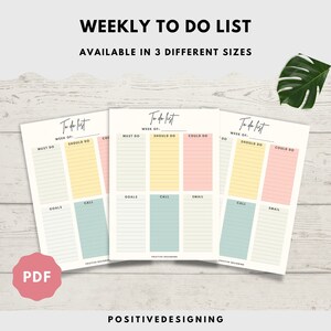 Weekly Printable to Do List | to Do List Printable | Weekly Schedule ...