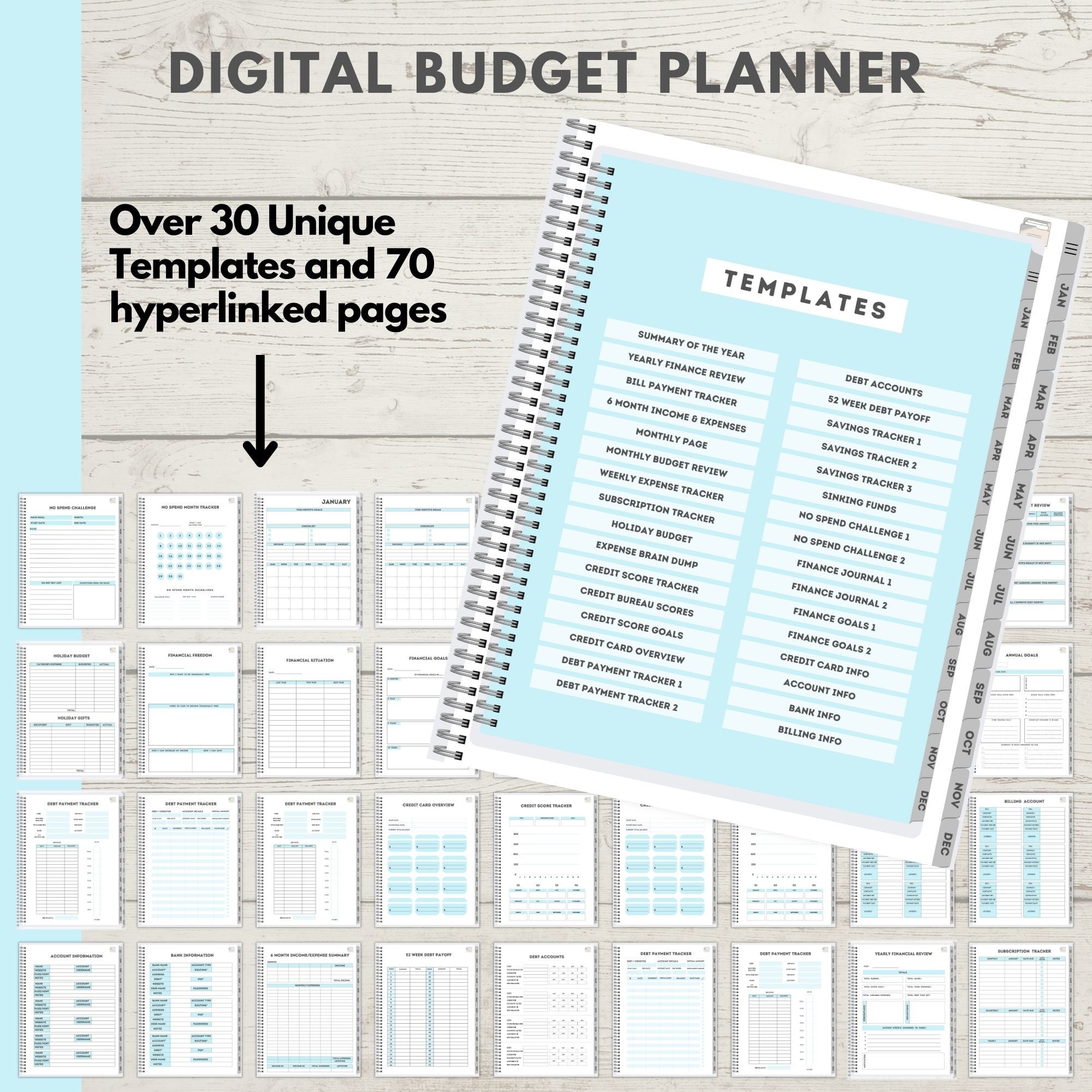 Money Planner - Digital Budget Planner - Savings Planner - Blue Budget ...