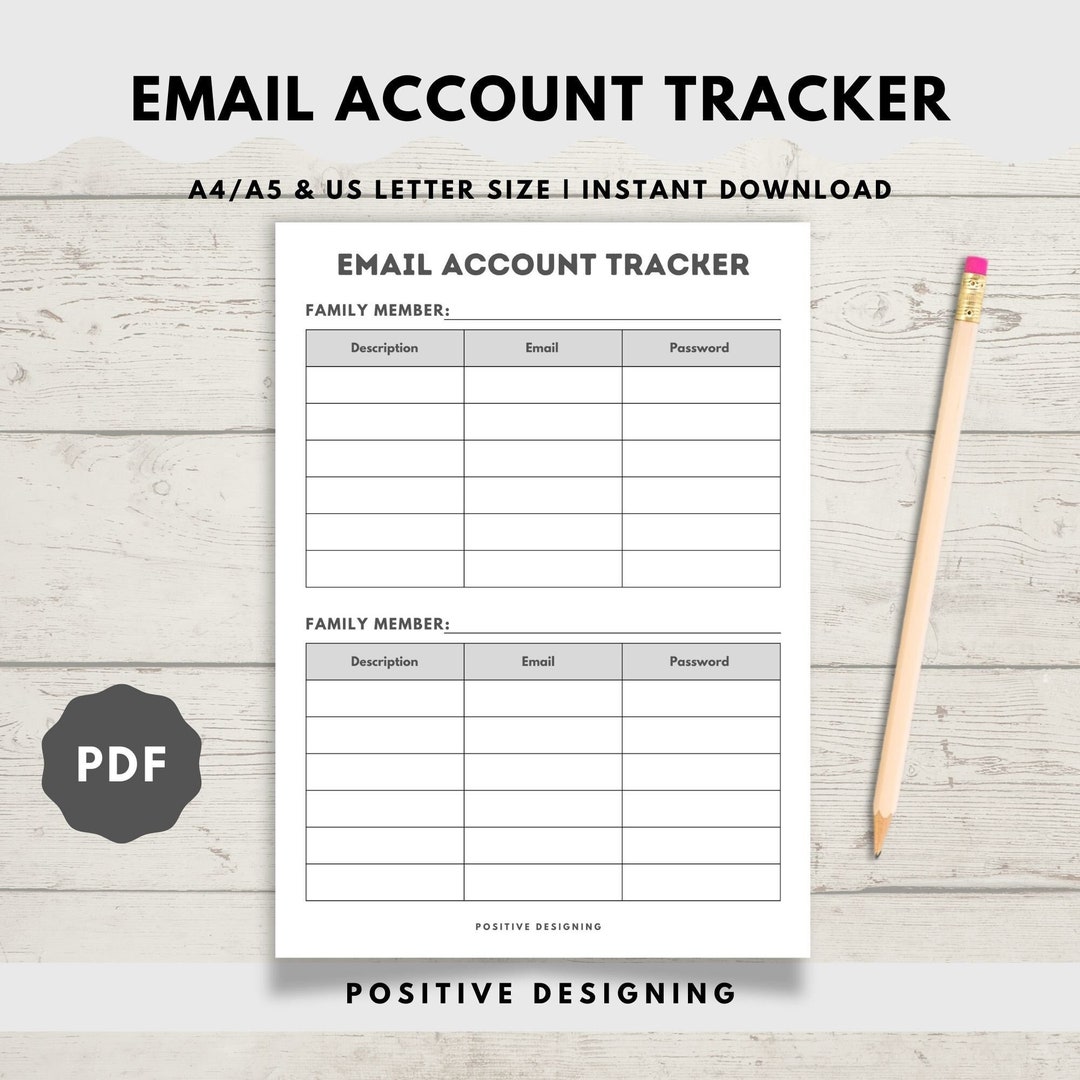 Email Account Tracker Printable Email Saving Sheet Password - Etsy