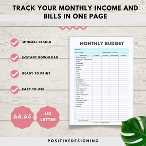Monthly Budget Planner Printable | Financial Journal | Monthly Budget ...