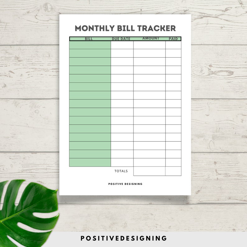Monthly Bill Tracker Printable | Bill Payment Tracker | Bill Pay ...