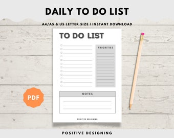Daily to Do List Printable PDF, Task Checklist, Productivity Planner ...