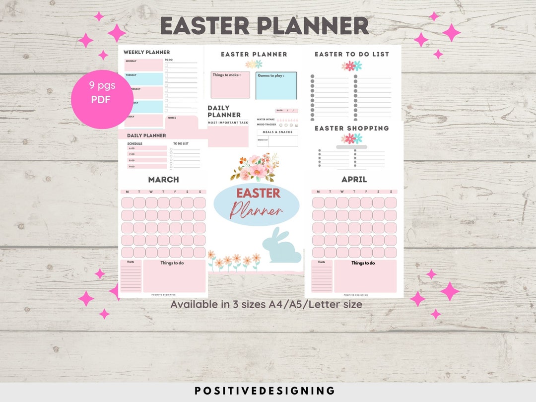 Easter Planner, Spring Planner, Easter Organizer, Easter Printable, Spring Printable, Easter ...