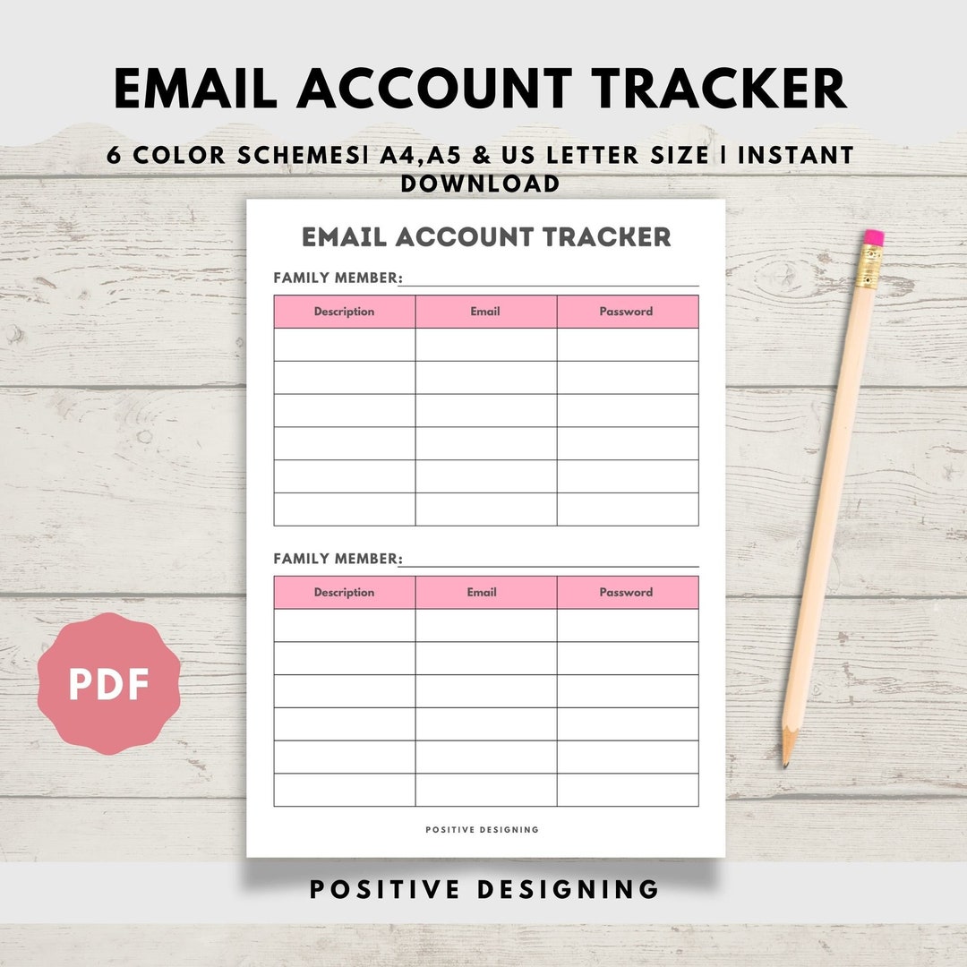 Email Account Tracker Printable Email Saving Sheet Password - Etsy