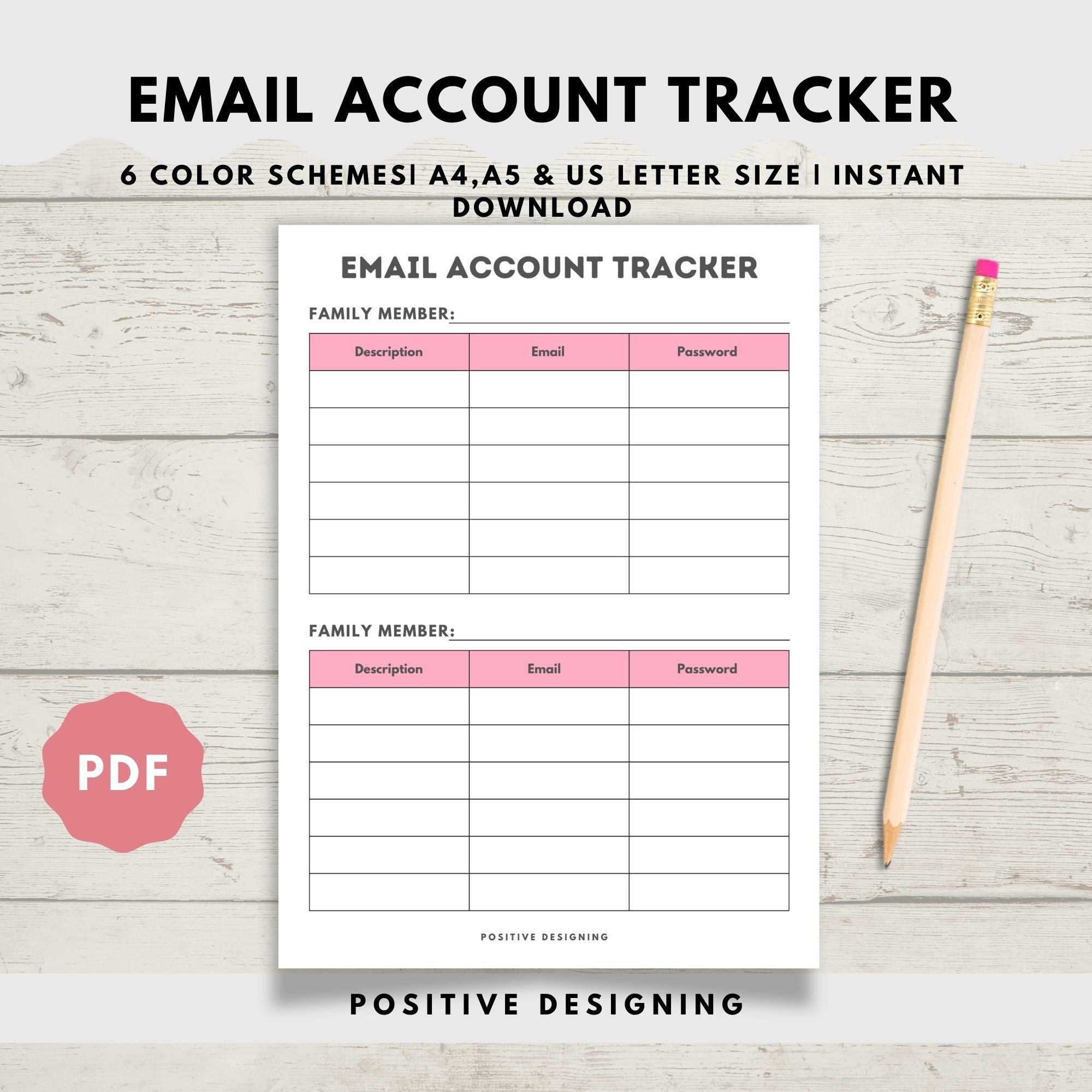 Email Account Tracker Printable Email Saving Sheet Password - Etsy