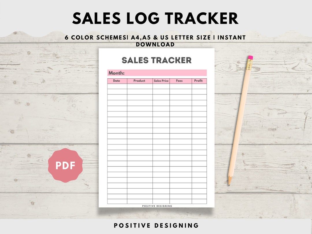 Sales Log Printable, Sale Profits Tracker, Sale Recorder, Orders Log ...