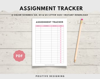 Assignment Tracker, Printable Planner, Table Assignments, Homework ...
