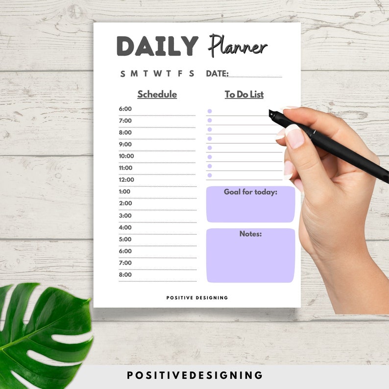 Daily Planner Printable, Daily Printable Inserts, Time Blocking ...