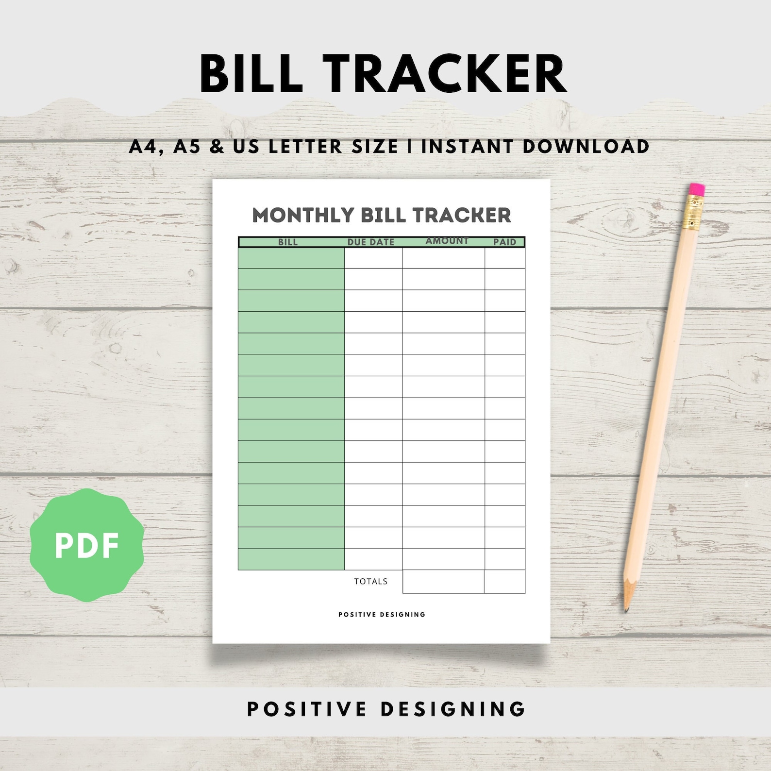 Monthly Bill Tracker Printable Bill Payment Tracker Bill - Etsy