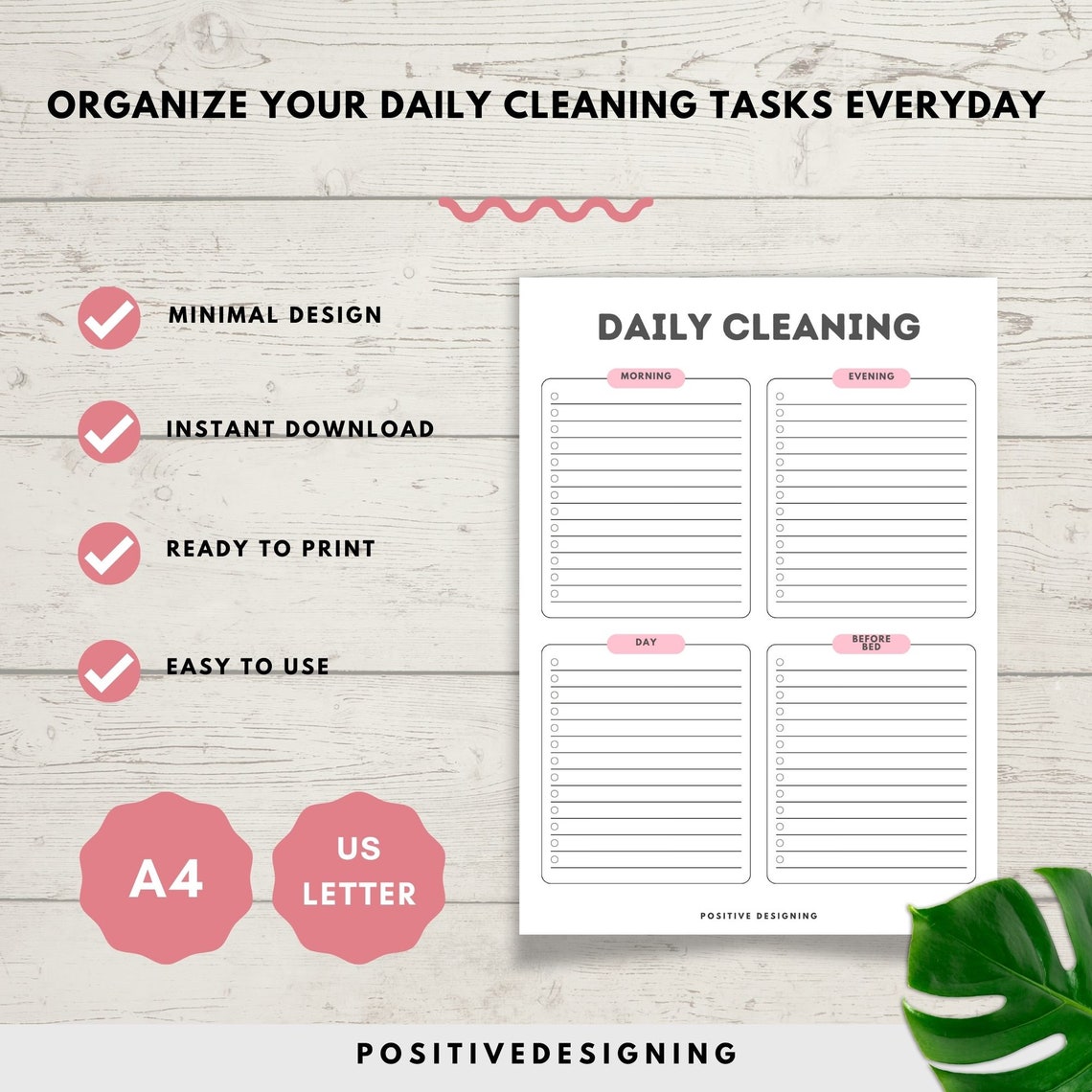 Printable Daily Cleaning Checklist, Declutter Tracker, Cleaner Planner ...