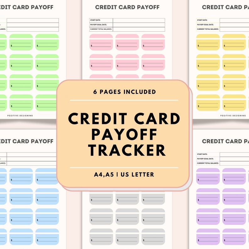 Credit Card Tracker | Credit Card Payment | Printable Tracker | Debt ...