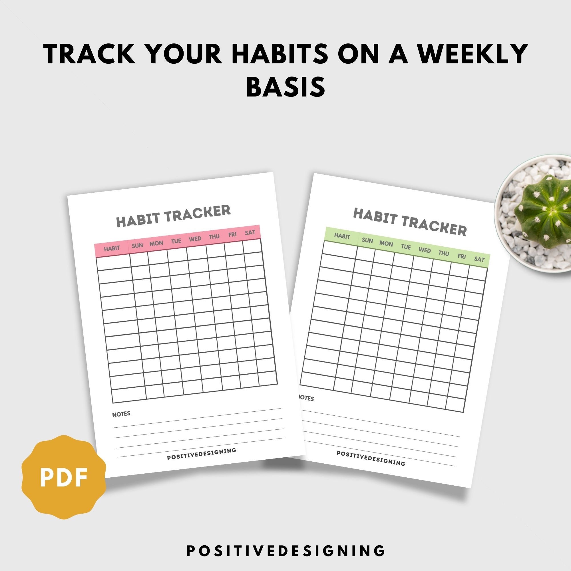 Habit Tracker Printable, Weekly Habit Tracker, Habit Tracker Planner ...
