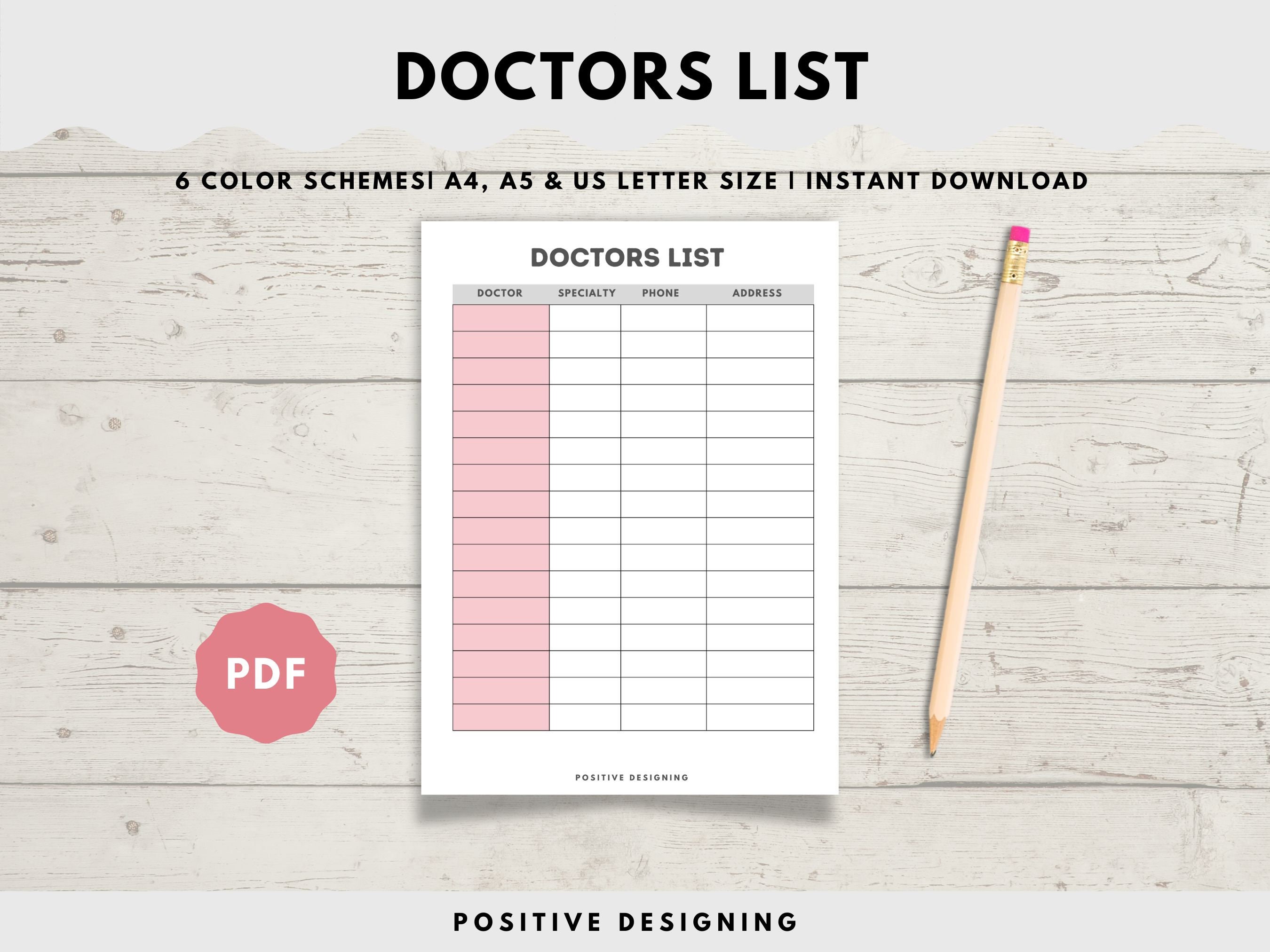 Printable Medical Contact List, Medical Tracker, Healthcare Contacts ...