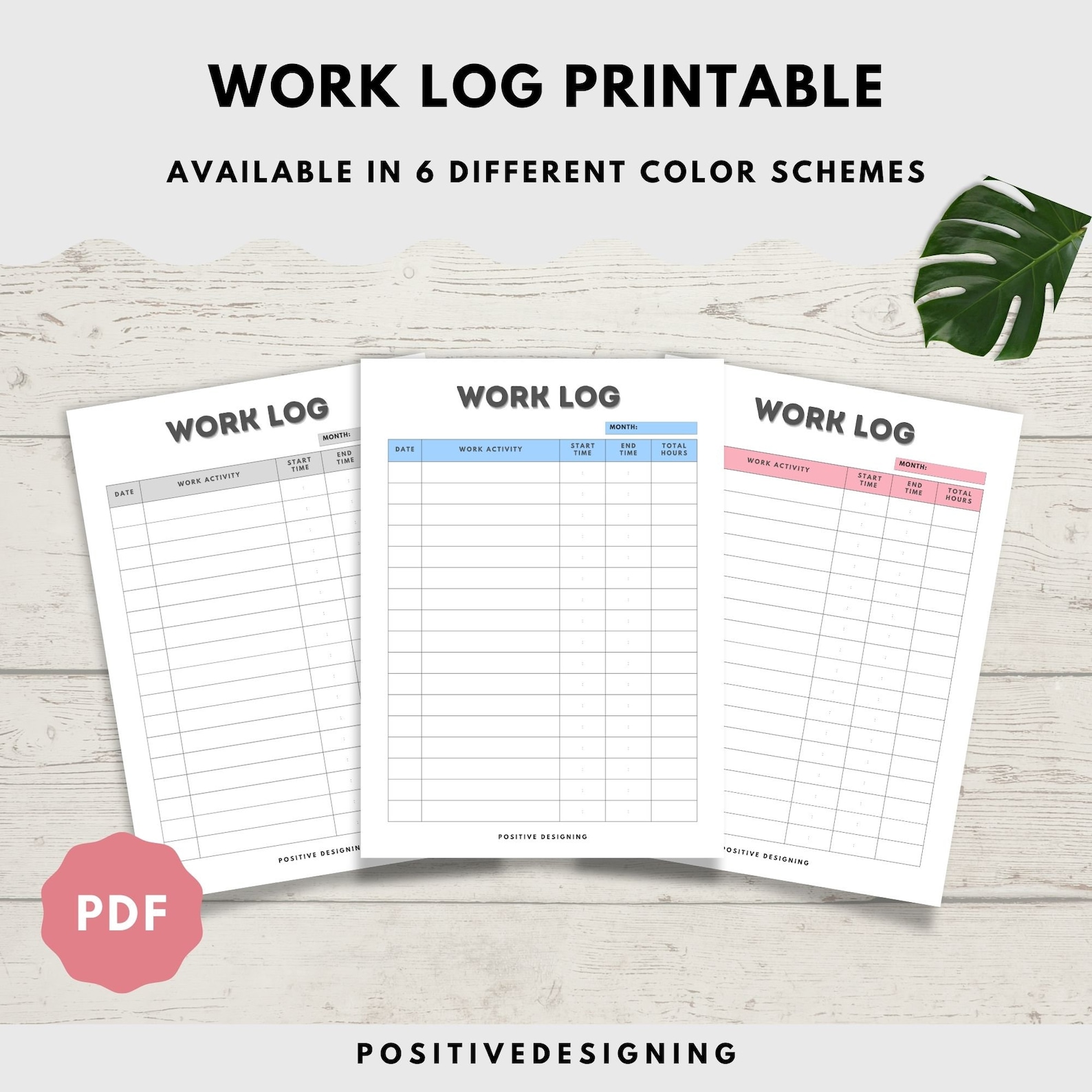 Printable Work | Time Log and Tracker | Activity Hours Log Printable ...