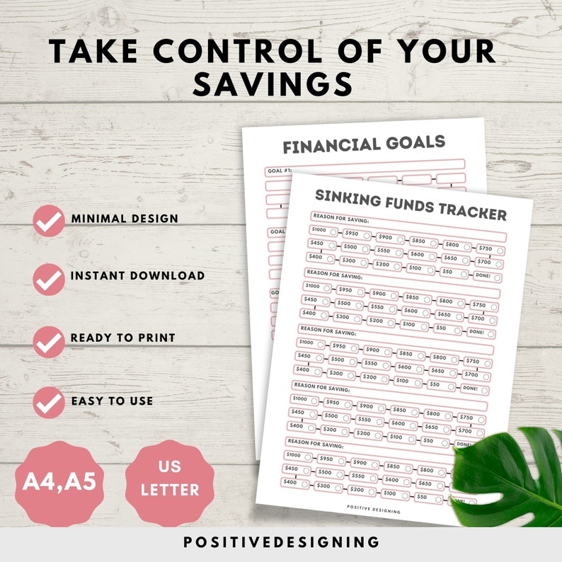 Sinking Funds Tracker Printable, Savings Tracker, Savings Challenge ...