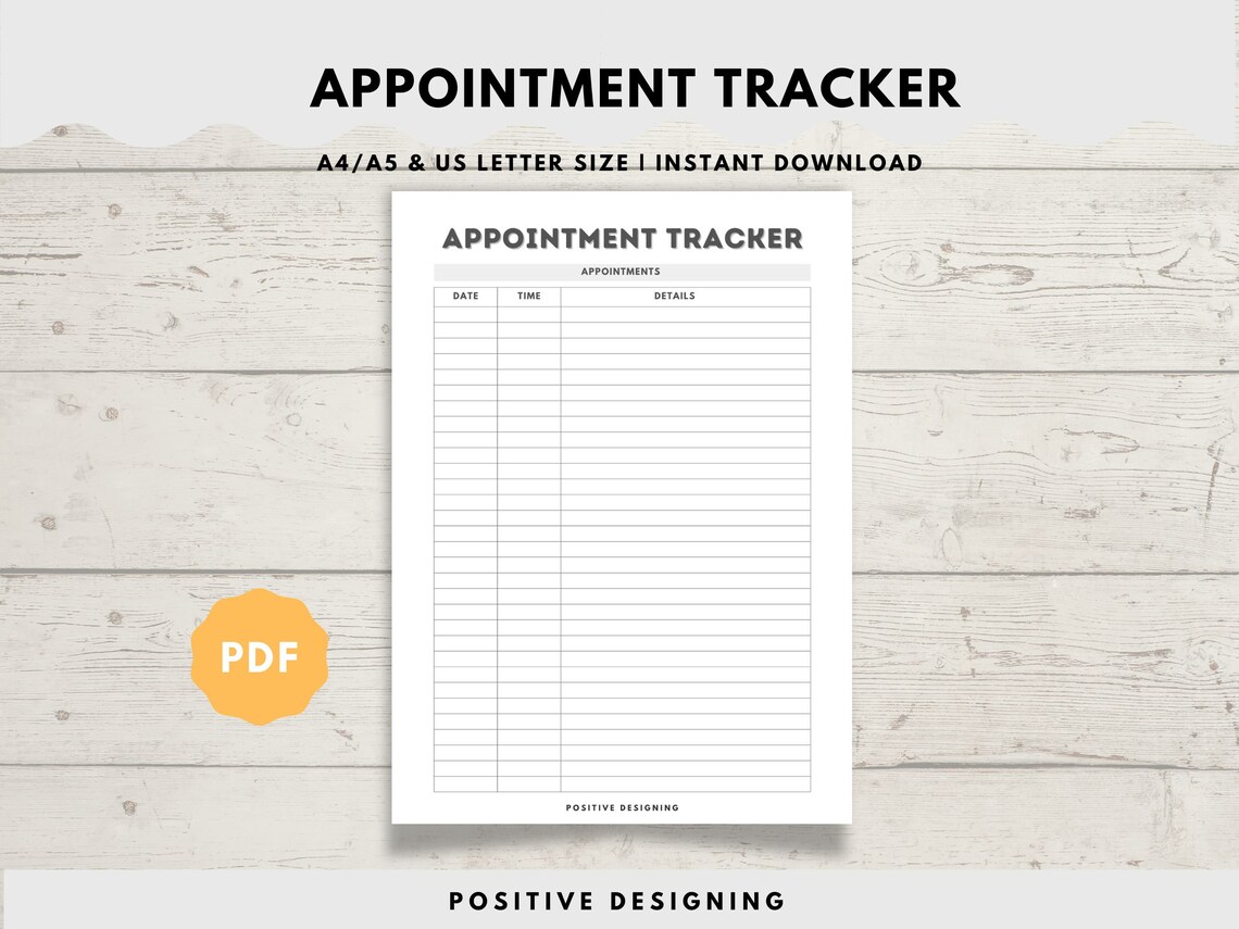 Minimalist Appointment Tracker Printable, Appointment Reminder, Meeting ...