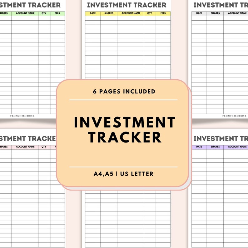 Investment Tracker Printable Stock Portfolio Progress Log Money ...