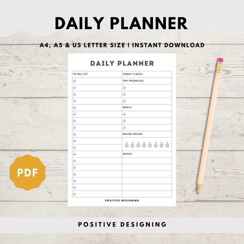Daily Planner Printable Daily to Do List Productivity - Etsy