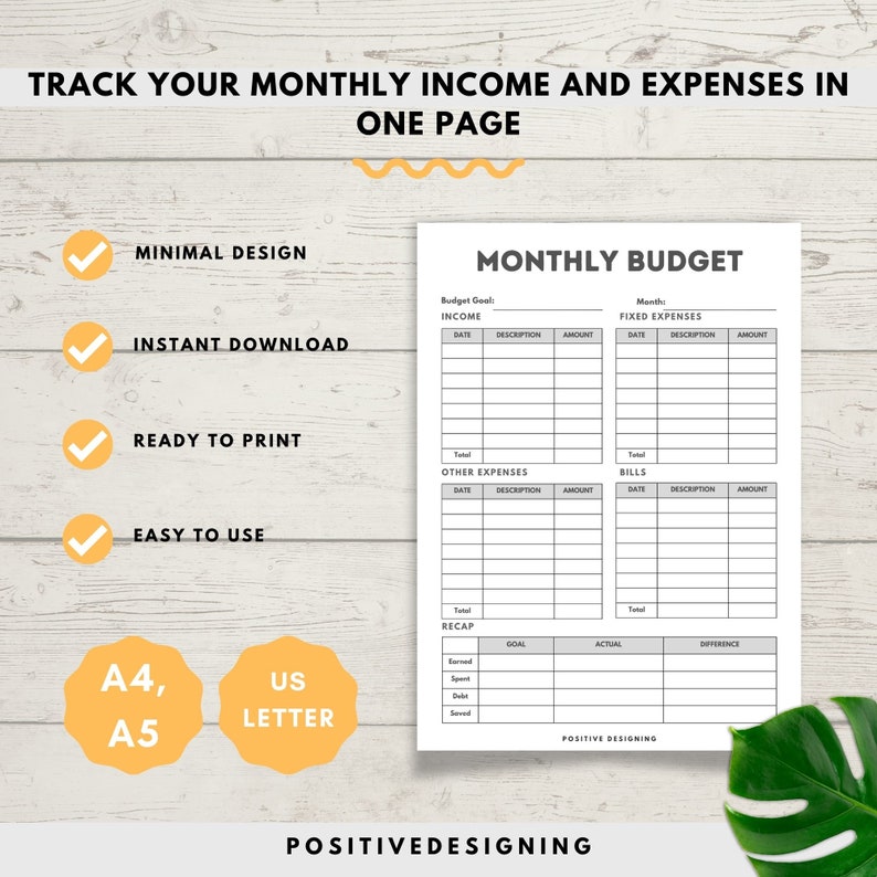 Monthly Budget Planner Printable | Financial Journal | Monthly Budget ...