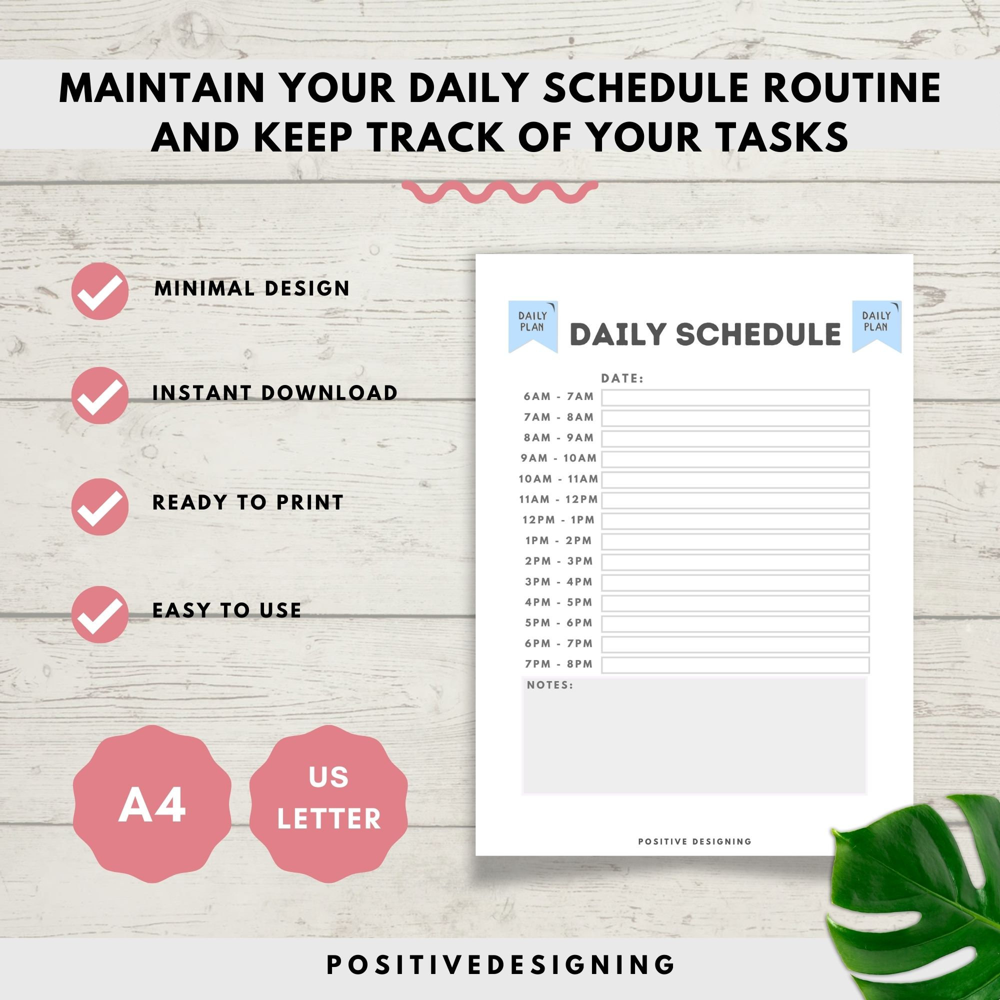 Daily Schedule Daily Planner Printable Daily Routine Schedule Template ...