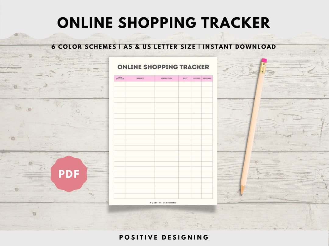 Online Shopping Tracker Printable, Order Tracker, Online Purchases Log ...