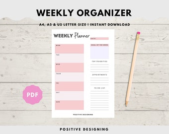 Weekly Planner Printable to Do List, Minimal Organizer Journal Schedule ...