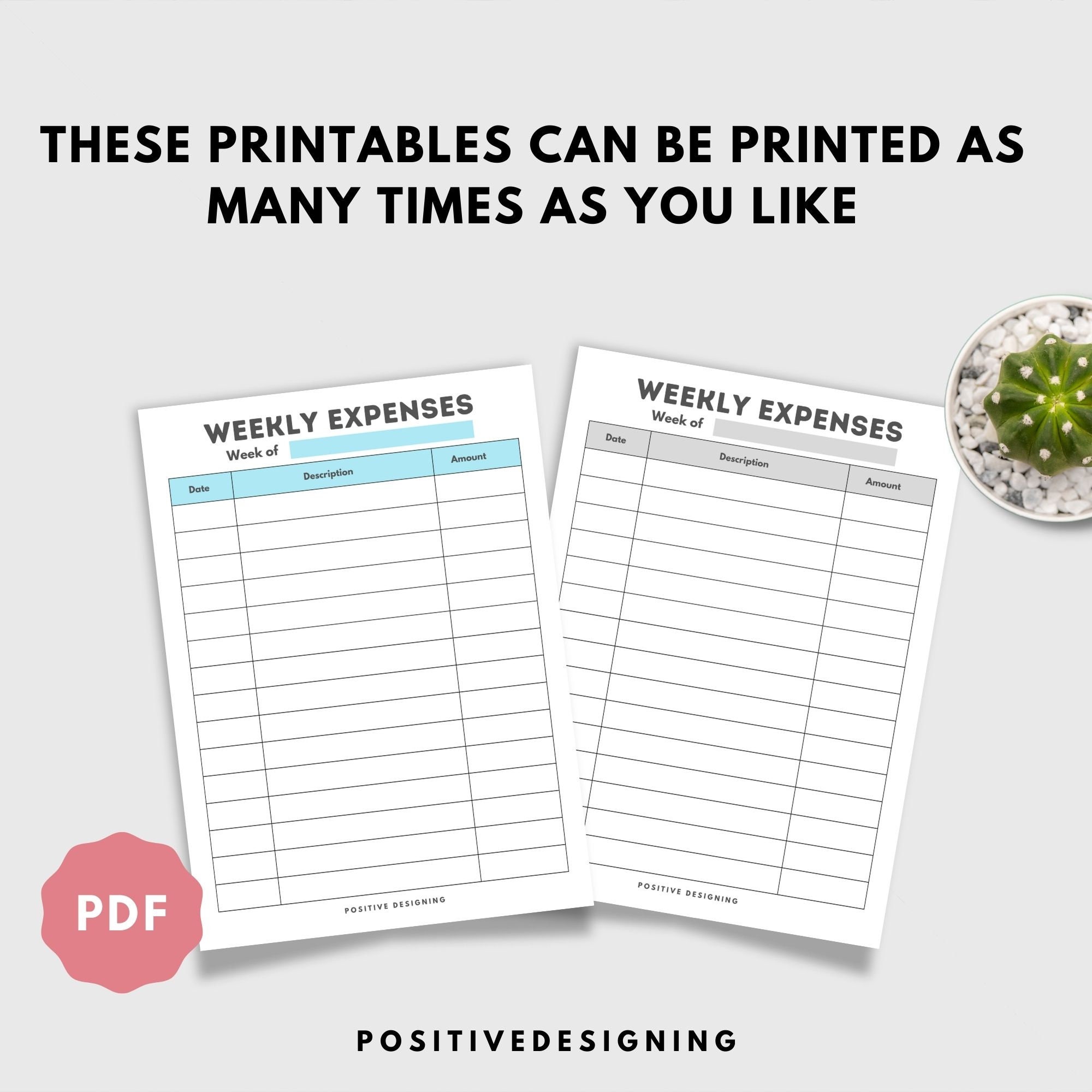 Weekly Expense Tracker Printable | Expense Tracker | Purchase Checklist ...