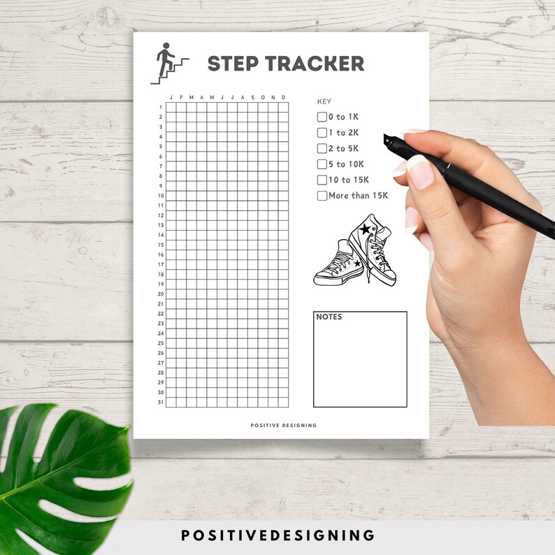 Step Tracker Printable - Monthly Step Tracker - Daily Step Record ...