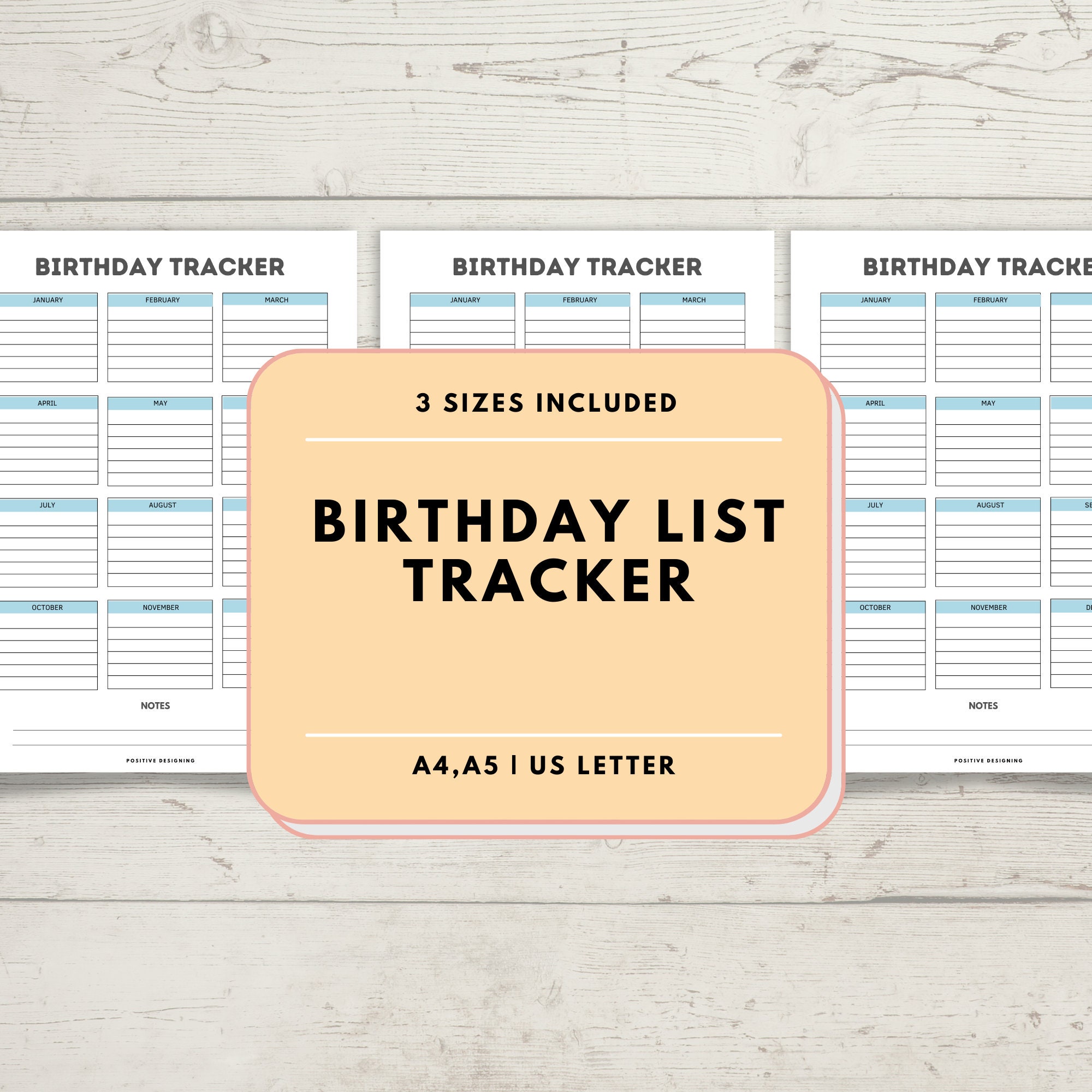 Birthday Tracker | Printable Birthday List | Birthday Planner ...