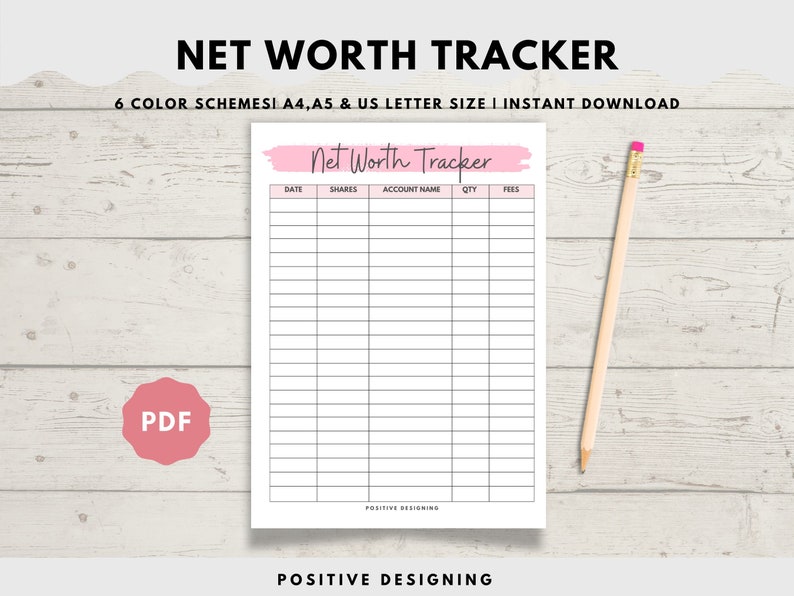 Net Worth Tracker Printable, Asset and Liability Balance Sheet ...