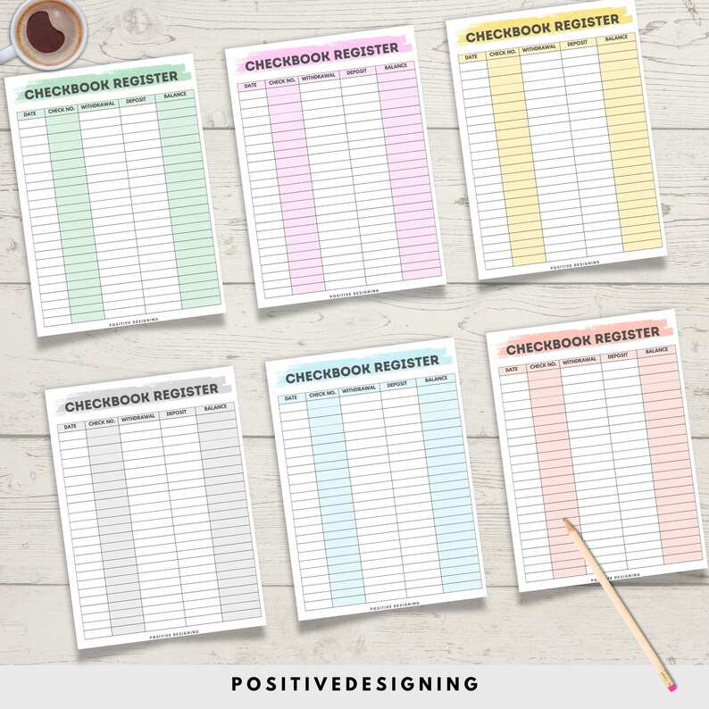 Printable Checkbook Register, Check Book Balance Log, Account Ledger ...