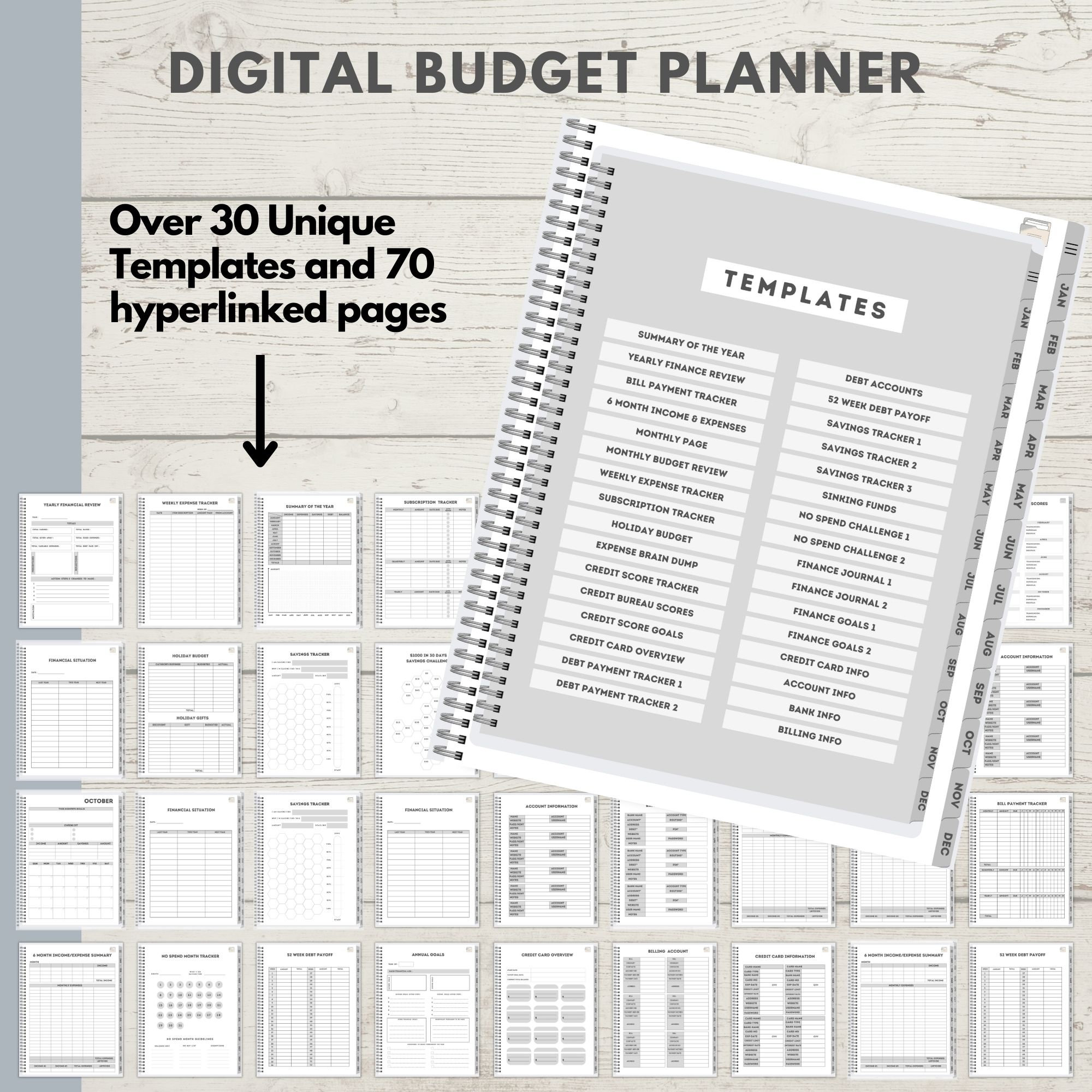 Money Planner - Digital Budget Planner - Savings Planner - Gray Budget ...