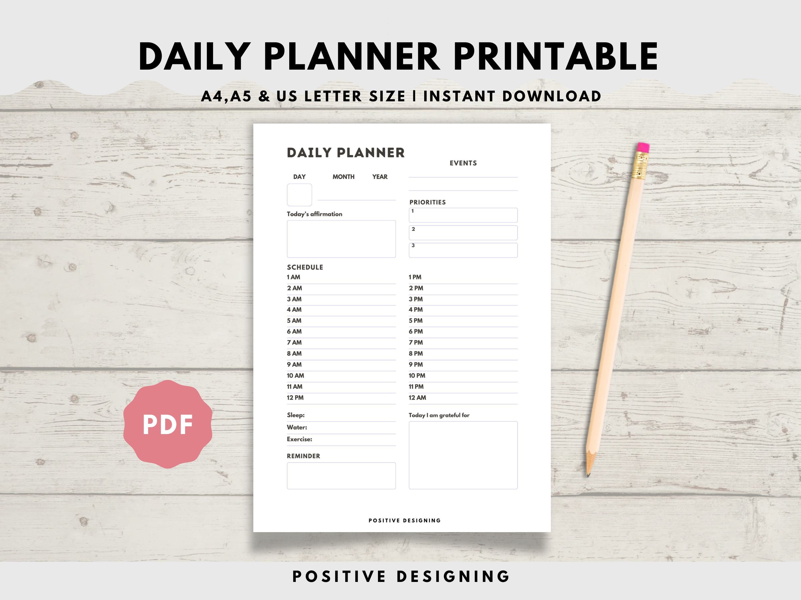 Instant Download Printable Daily Planner Meal Planner to Do List ...