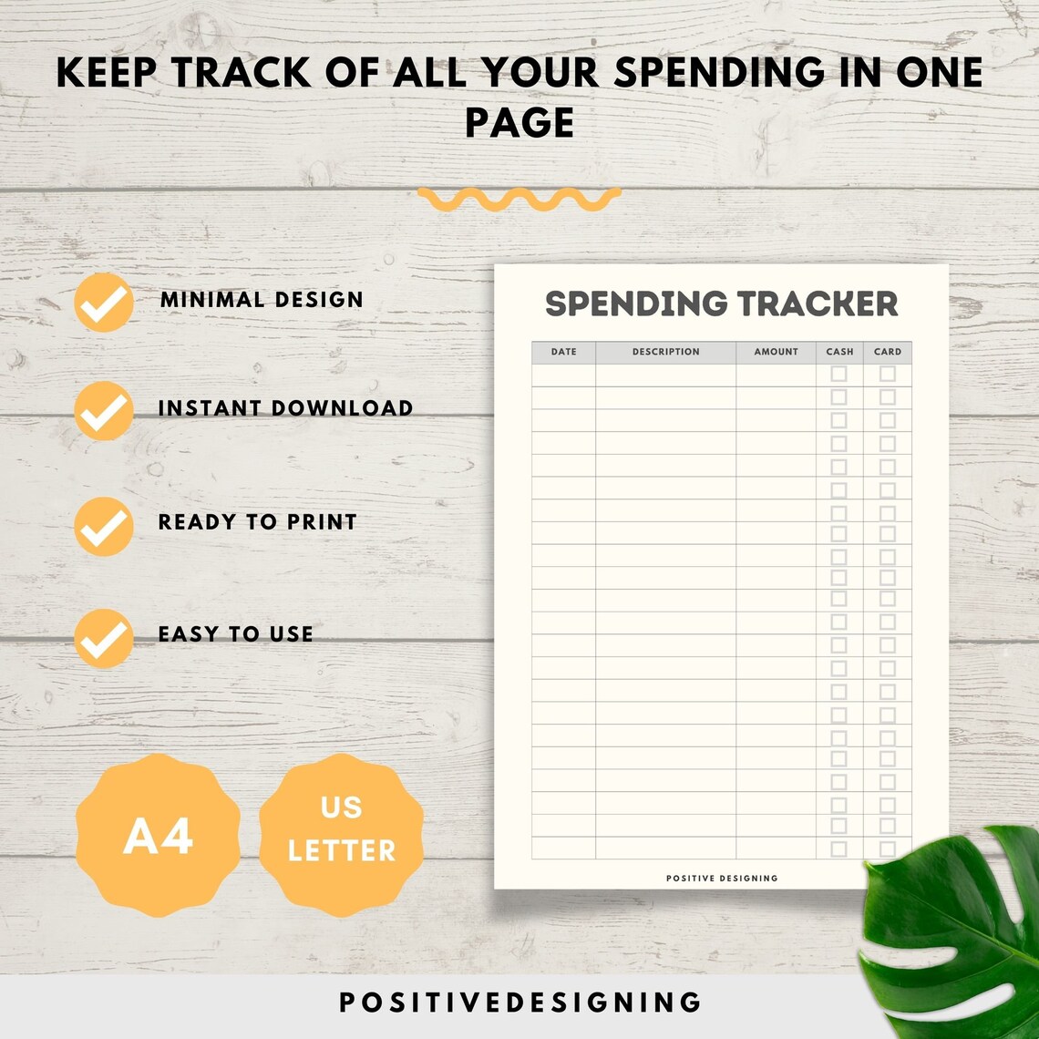 Spending Tracker Printable, Expense Tracker, Budget Template, Financial ...