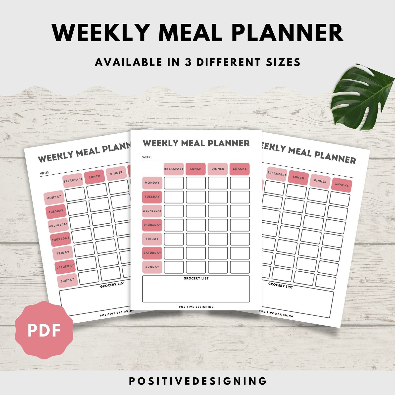 Weekly Meal Planner & Grocery List Printable PDF, Digital Download Meal ...