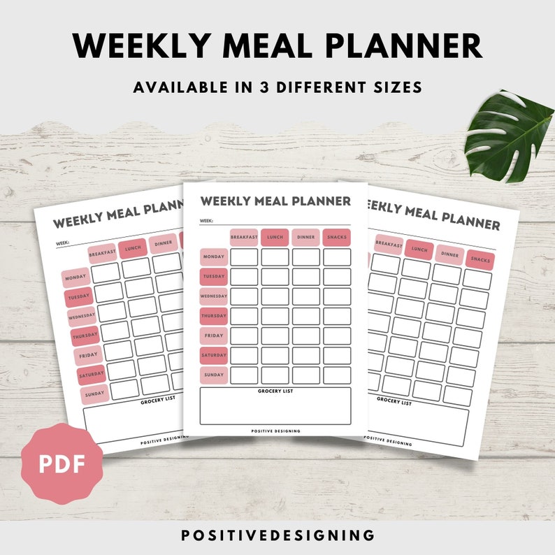 Weekly Meal Planner & Grocery List Printable PDF, Digital Download Meal ...