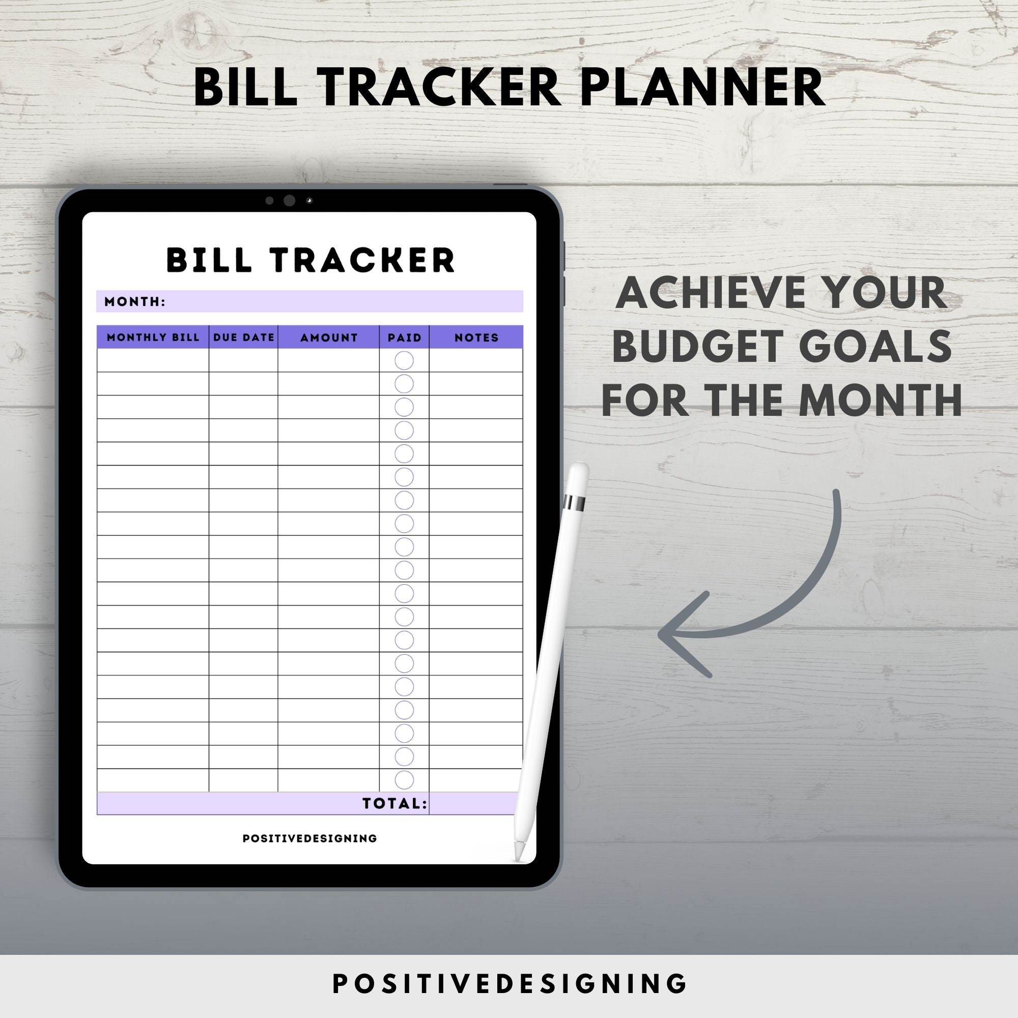 Monthly Bill Tracker, Monthly Bill Log, Digital Planner, Bill Planner ...