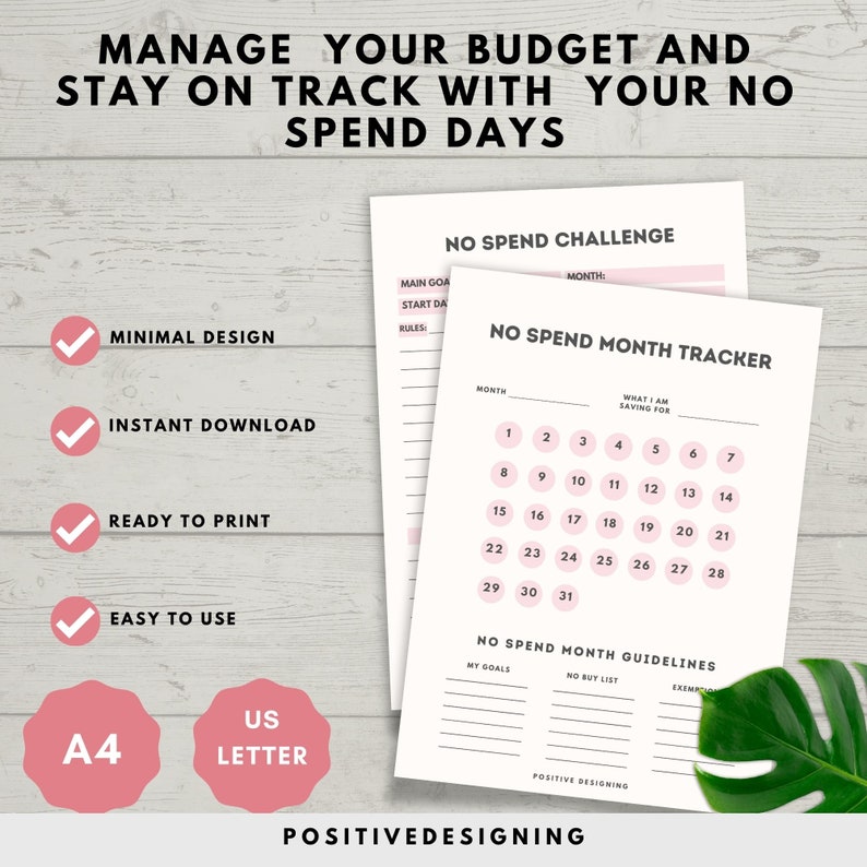 No Spend Challenge, No Spend Tracker, Printable Savings Sheet, Savings ...