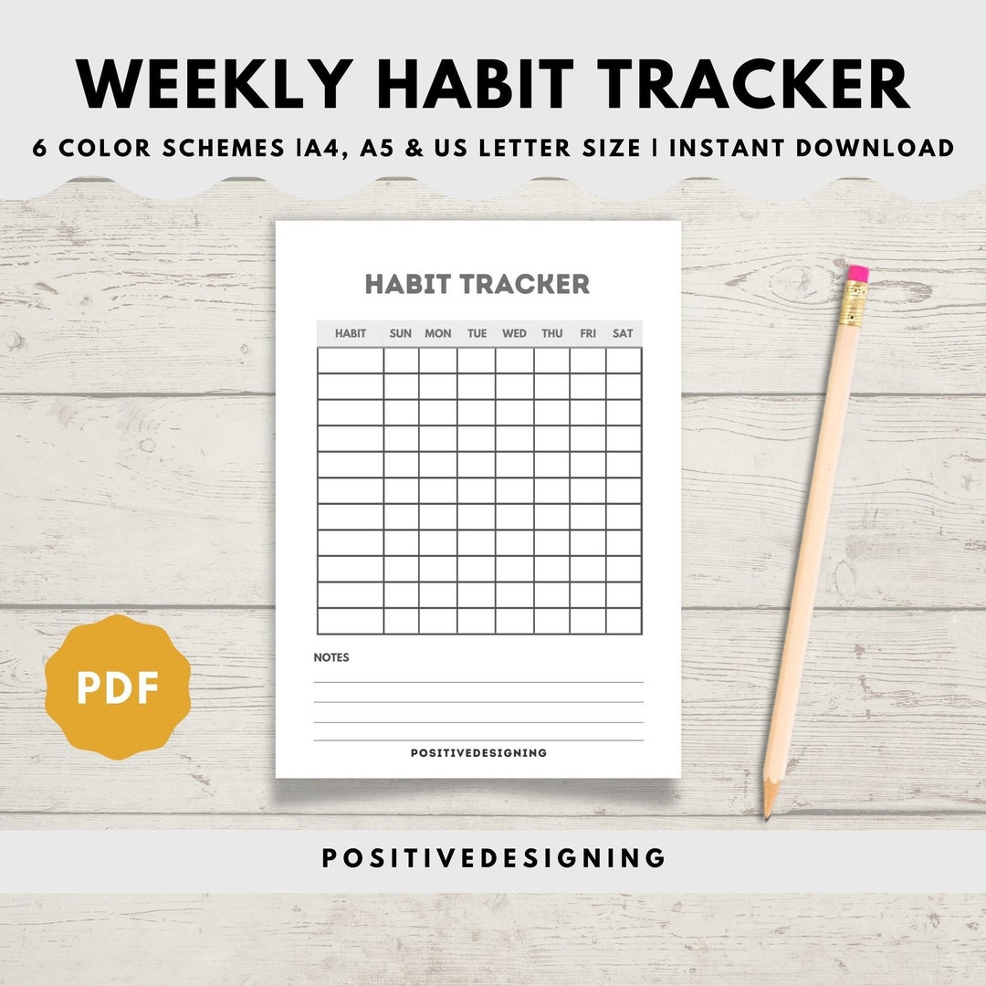 Habit Tracker Printable Weekly Habit Tracker Habit Tracker - Etsy
