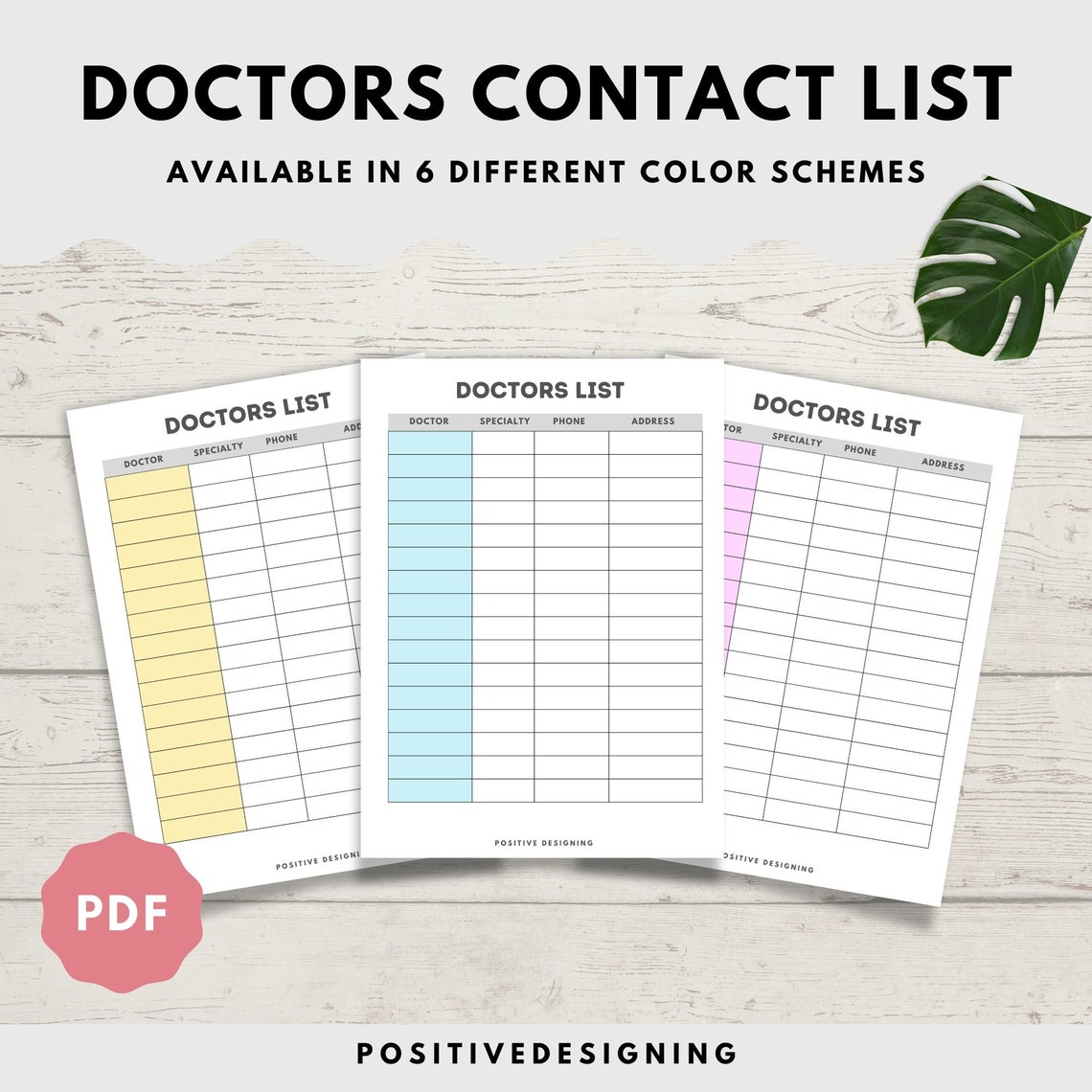 Printable Medical Contact List, Medical Tracker, Healthcare Contacts ...