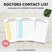 Printable Medical Contact List, Medical Tracker, Healthcare Contacts ...