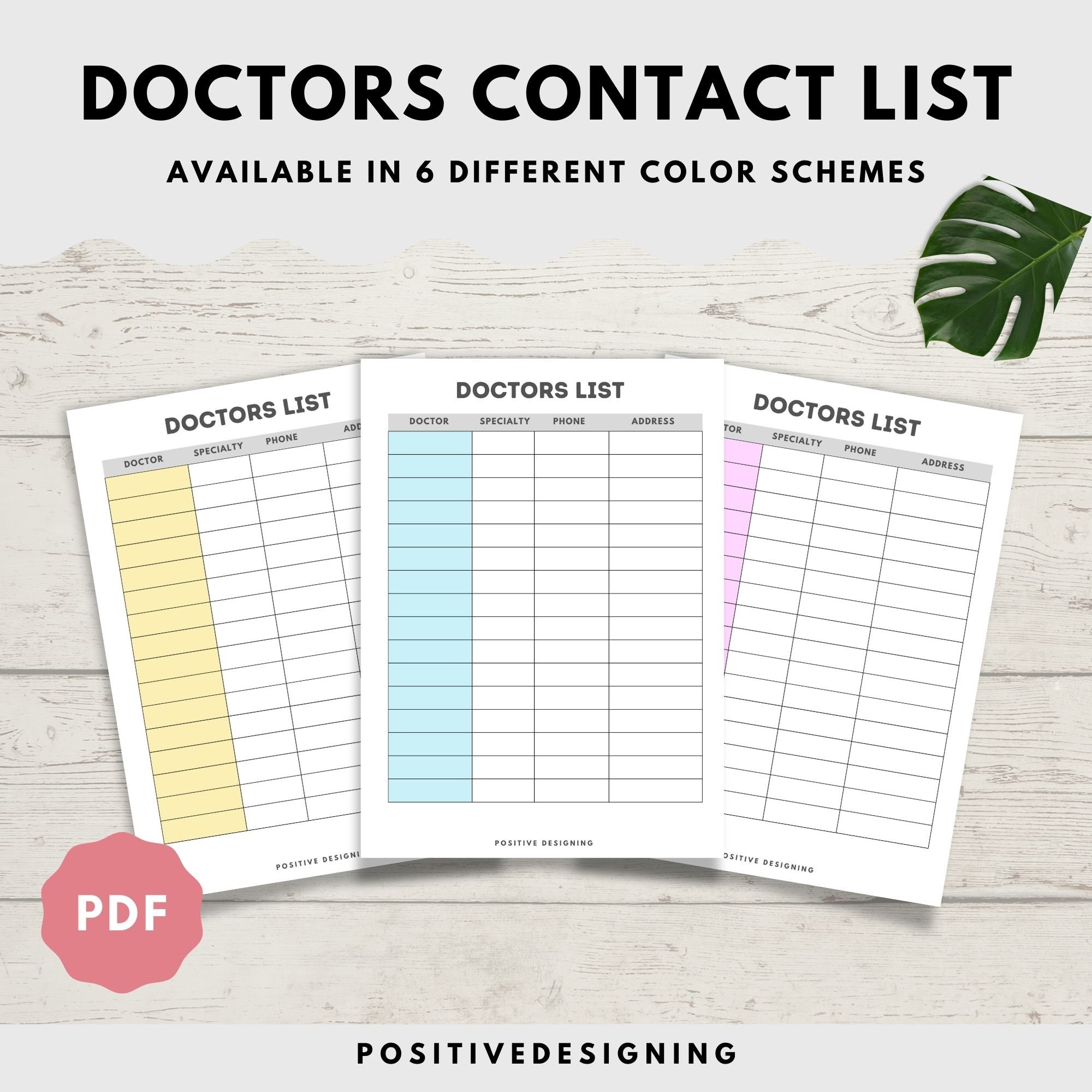 Printable Medical Contact List, Medical Tracker, Healthcare Contacts ...