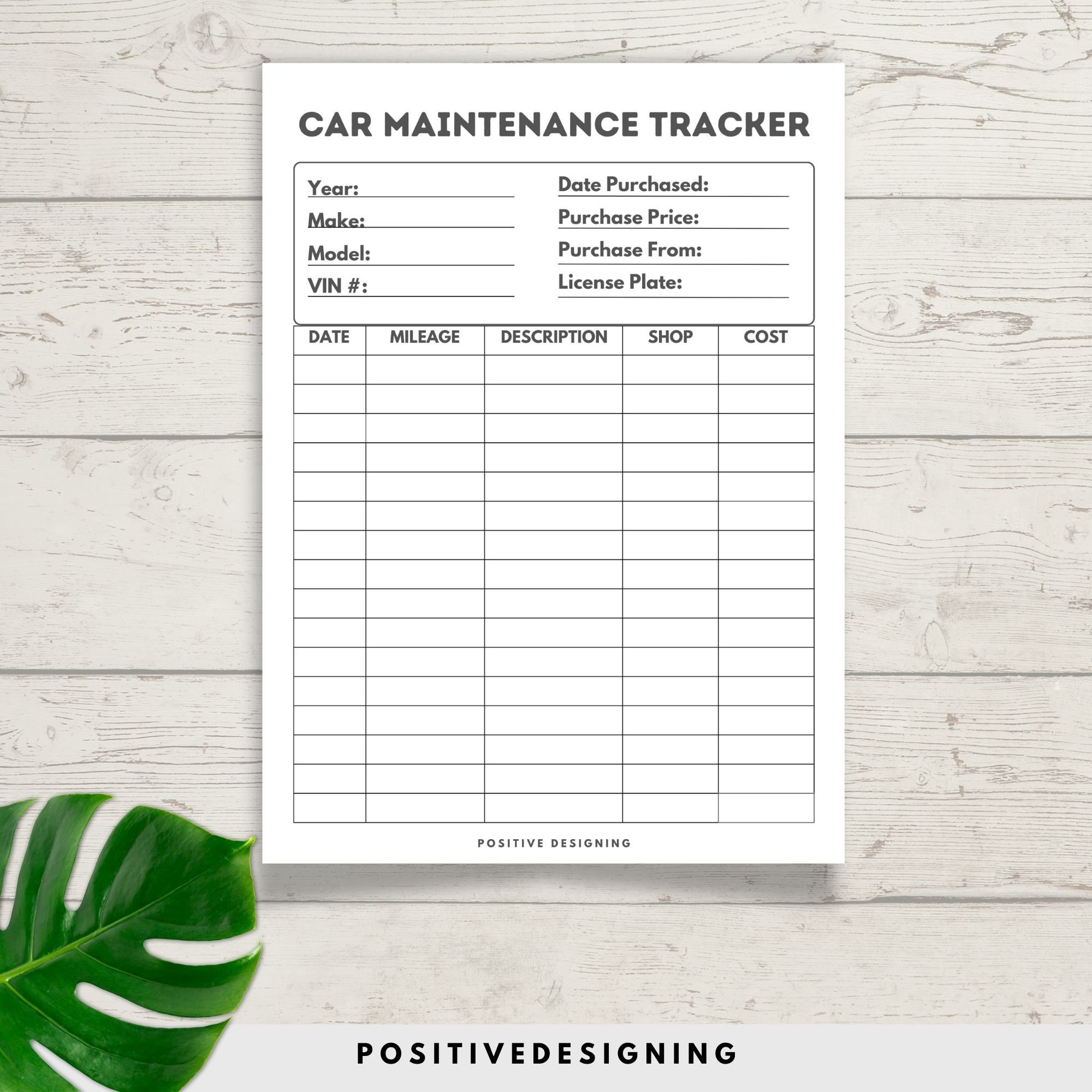Vehicle Maintenance Tracker,car Maintenance Tracker,car Repairs ...