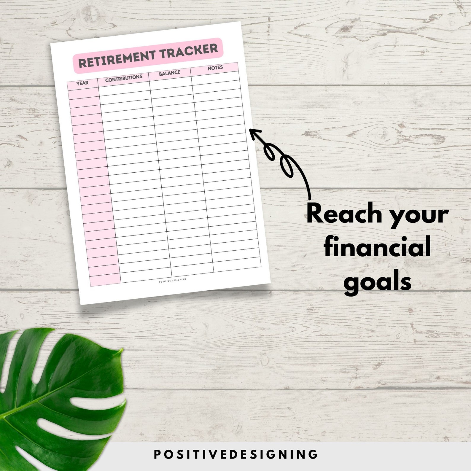 Retirement Funds Tracker Printable, Savings Planner, Contribution ...