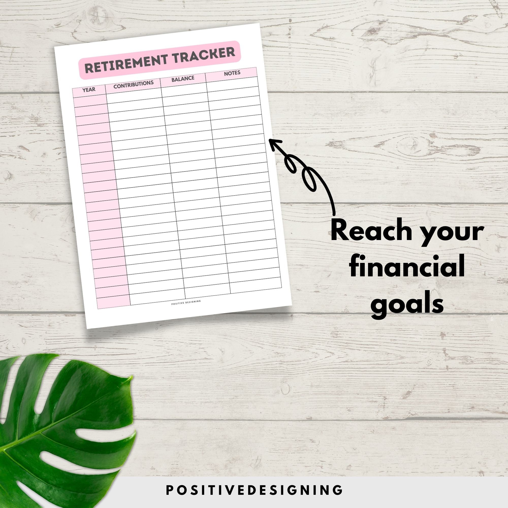 Retirement Funds Tracker Printable, Savings Planner, Contribution ...