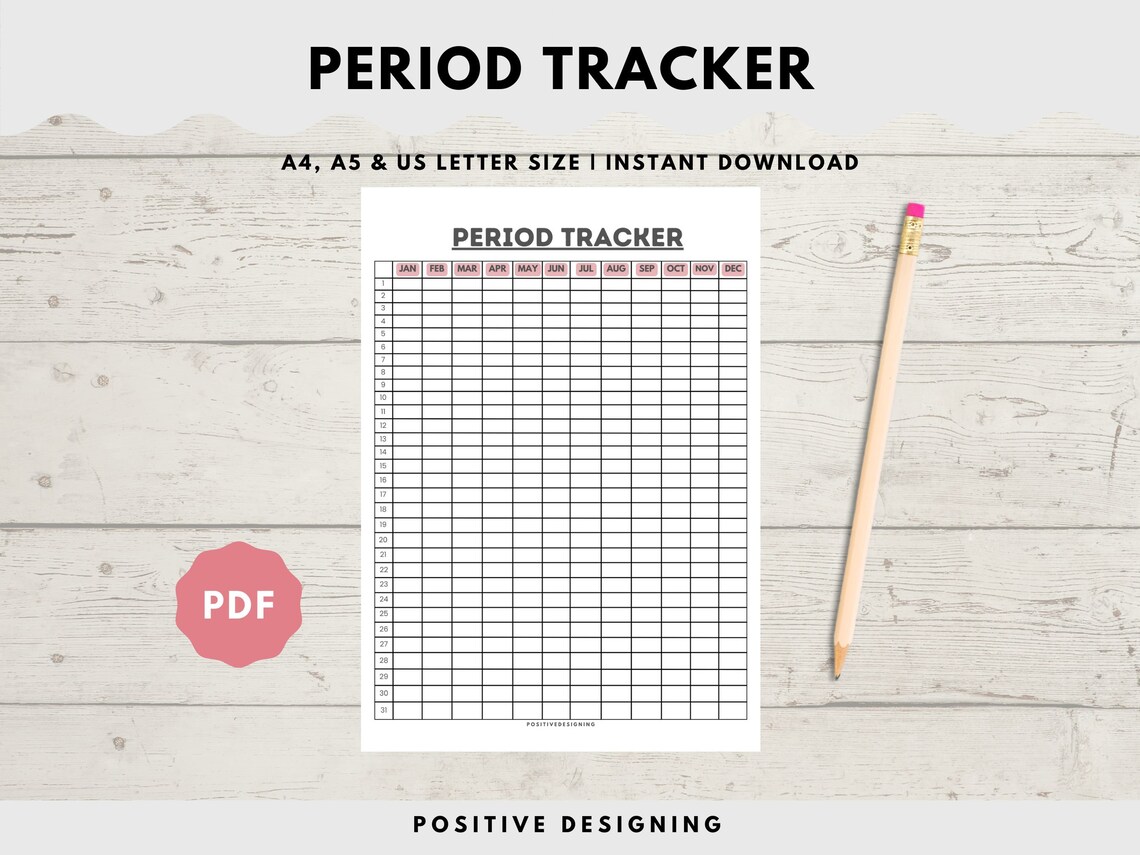 Period Tracker Printable Planner Menstrual Tracker Menstrual Log ...