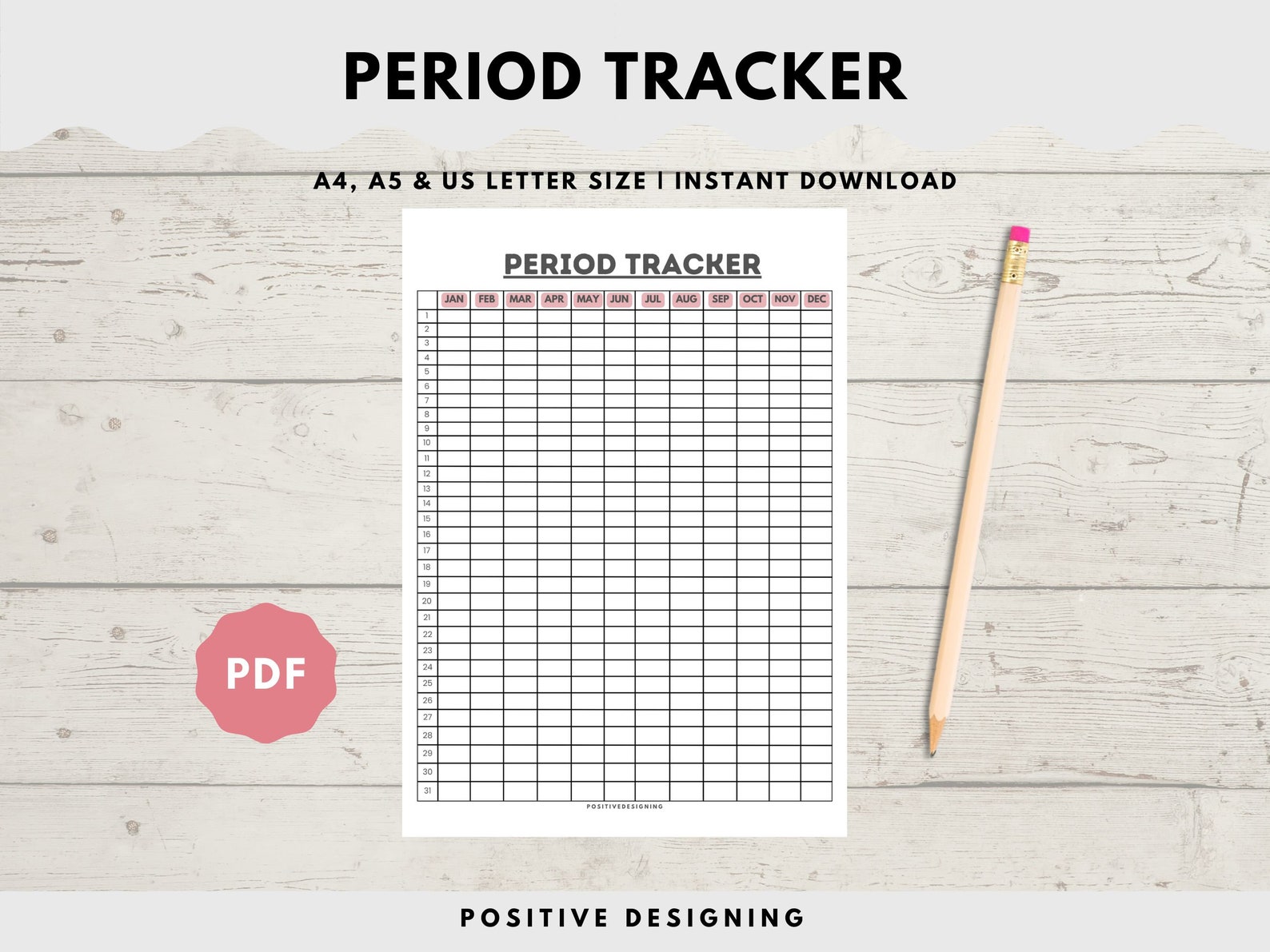 Period Tracker Printable Planner Menstrual Tracker Menstrual Log